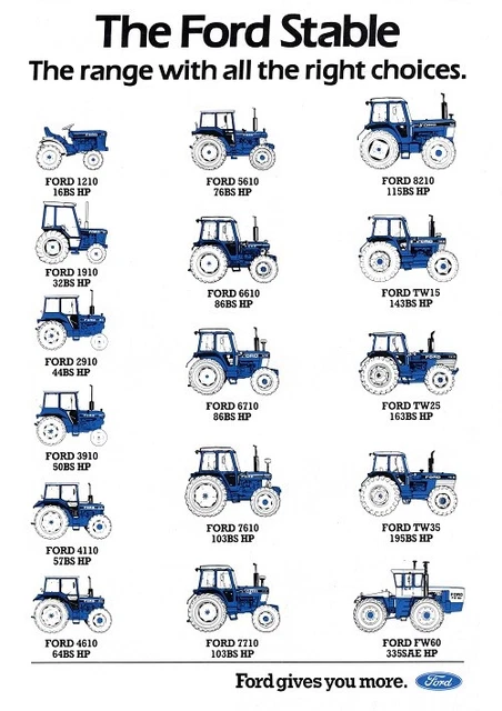THE FORD STABLE TRACTOR RANGE SALES BROCHURE/POSTER 80's ADVERT ULTRA ...