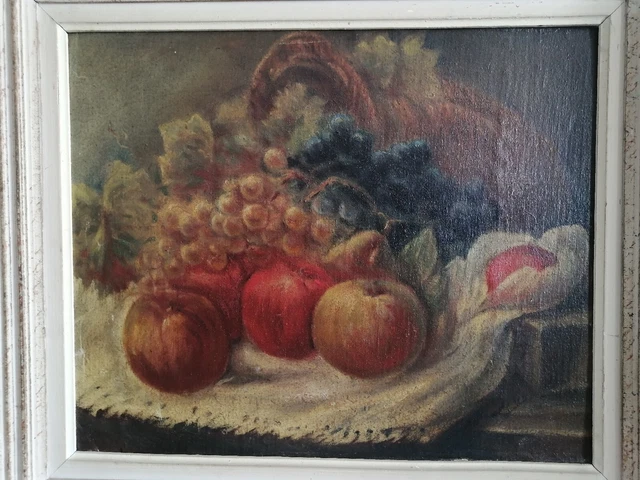ANCIEN TABLEAU / Huile sur toile Nature morte Corbeille De Fruits. H 37cm L47cm EUR 250,00 ...