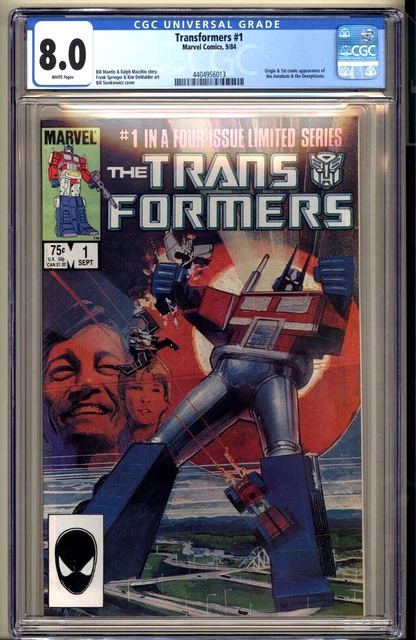 TRANSFORMERS #1 CGC 8.0 WP VF Marvel Comic 1984 1er Autobots ...