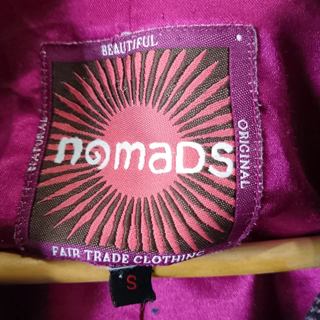 NOMADS EMBROIDERED COAT Women's S Purple Cotton Button Front Smart ...