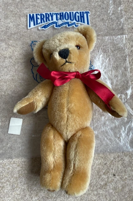 MERRYTHOUGHT TEDDY BEAR Jointed Growler London Gold Mohair With Bag ...