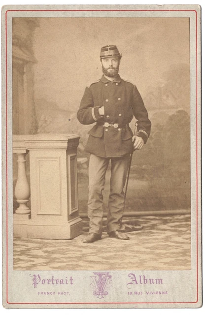GRANDE CARTE CDV Carte Ancienne photo Second Empire Soldat Lieutenant ...