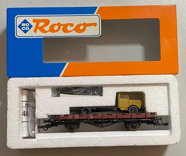 ROCO 46480 H0 Rungenwagen mit LKW DB HO aus Sammlung OVP EUR 35,00 ...