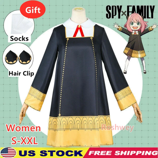 ANIME SPY×FAMILY ANYA Forger Cosplay Costume Girls Long Sleeve Dress ...