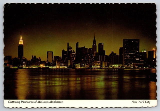 NEW YORK CITY Postcard Glittering Panorama of Midtown Manhattan Night ...