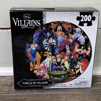 DISNEY CIRCLE OF Villains Circular 18” Diameter 200 pc Jigsaw Puzzle ...