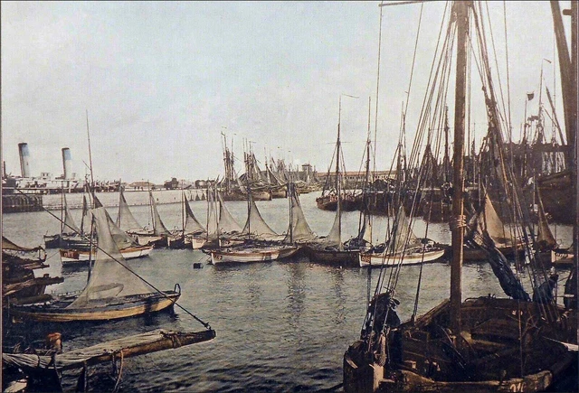 BELGIQUE - OSTENDE: VUE du PORT au 19e siècle - Photochromie 19e siècle ...