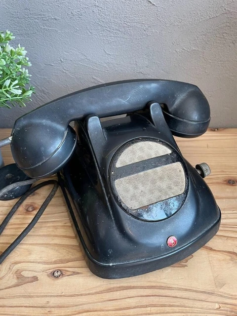 ANTIQUE JAPANESE BLACK Telephone retro Showa rare Made by Fuji ...
