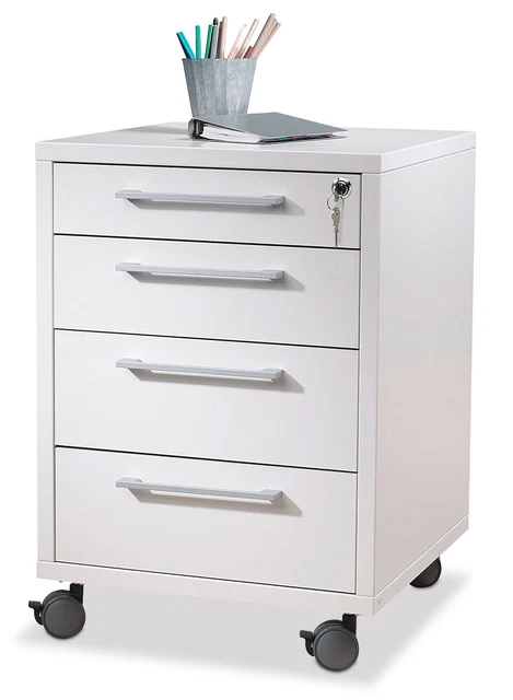 ROLLCONTAINER ROLLWAGEN BÜROSCHRANK Bürocontainer 4 Schubladen ...