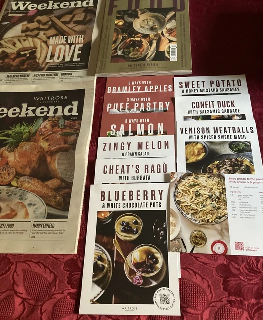 WAITROSE FOOD MAGAZINE DECEMBER 2025, 9 December cookery cards, + 2 ...
