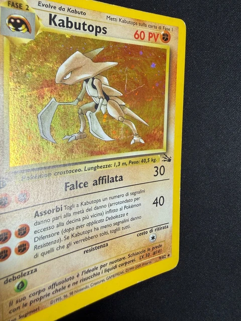 POKEMON KABUTOPS 9/62 Fossil Rara Holo Prima Edizione Wizards ITA Carte ...