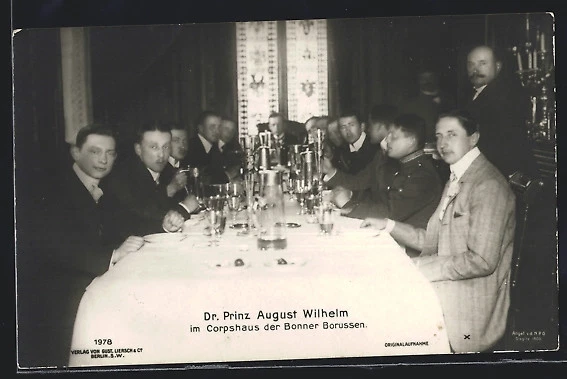 AK PRINZ AUGUST Wilhelm von Preußen im Corpshaus der Bonner Borussen, studentis EUR 10,00 ...