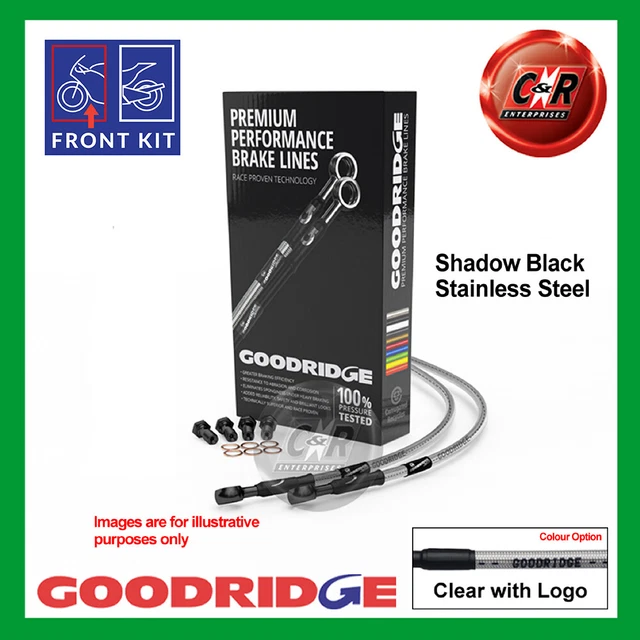 FOR KAWASAKI KH100EX G7 84-93 Goodridge BLK SS Print Fr Brk Hose KW0101 ...