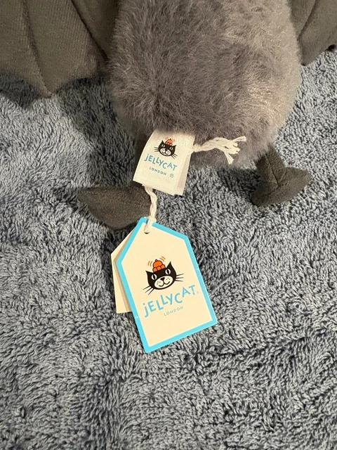 JELLYCAT BROOX BAT Halloween Plush Gray 22cm With Dust Tags And Dust ...