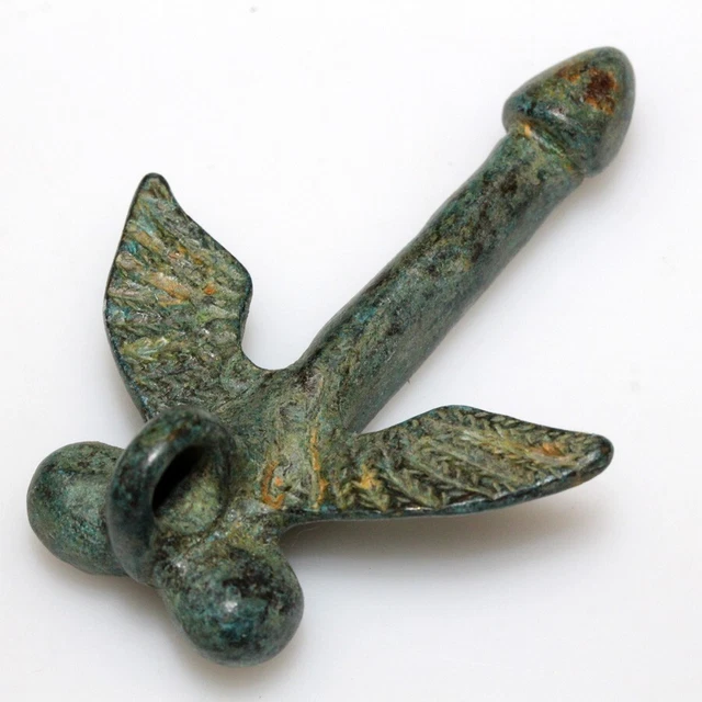 ANCIENT ROMAN-BRONZE WINGED phallus pendant-fertility idol-Circa 100 ...