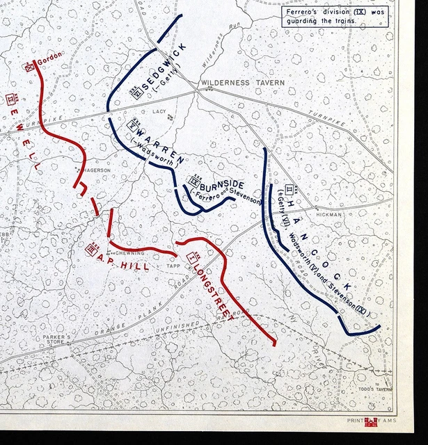 WEST POINT CIVIL War Map Battle of Wilderness Campaign Virginia May 6-7 ...