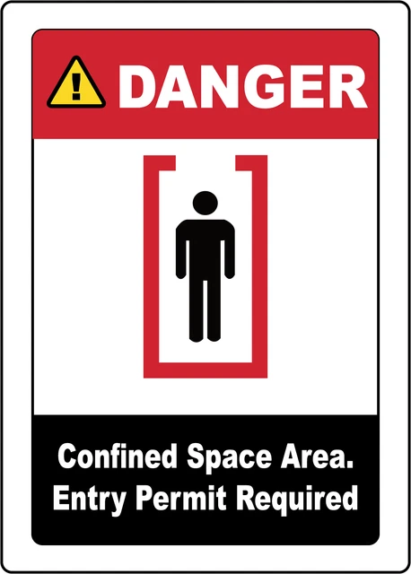 DANGER! CONFINED SPACE AREA ENTRY PERMIT REQUIRED| Laminated Vinyl ...