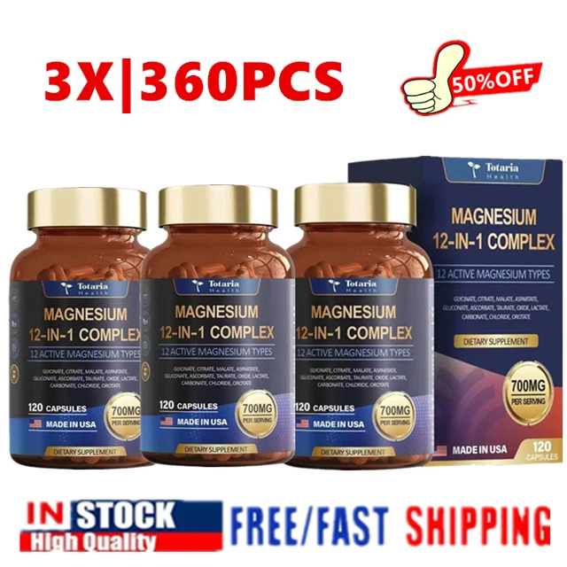 3X MAGNESIUM 12 in 1 Complex - Magnesium Glycinate, Citrate, L ...
