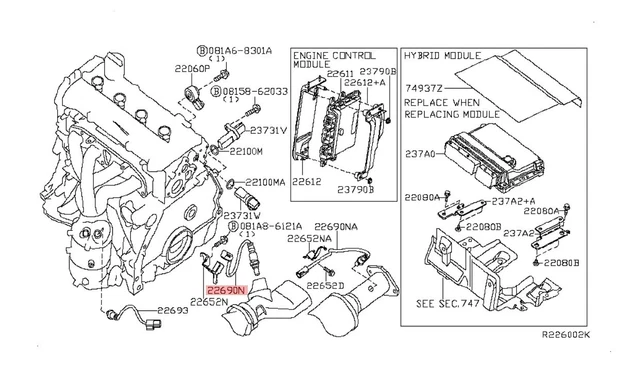 GENUINE NISSAN INFINITI Oem Heated Oxygen Sensor Rear 226A0-En21A $61. ...
