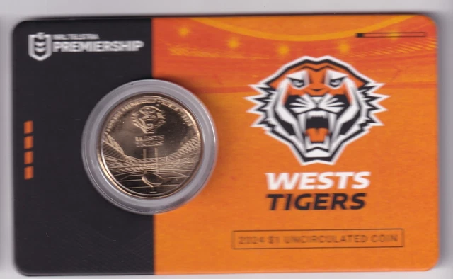 AUSTRALIAN: 2024 $1 Nrl Rugby West Tigers Unc Coin On Card - Scarce EUR ...