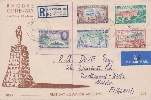 SOUTHERN RHODESIA STAMPS 1953 Rhodes Centenary First Day Cover £4.00 ...