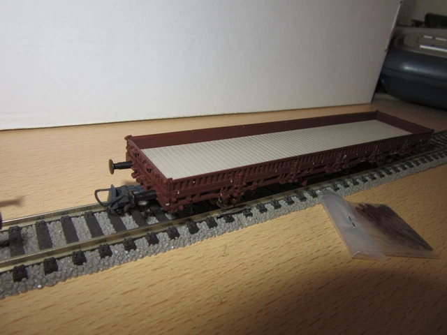 H0 ROCO Flachwagen Niederbordwagen mit Rungen DB ohne OVP Neuwertig EUR 22,00 - PicClick DE