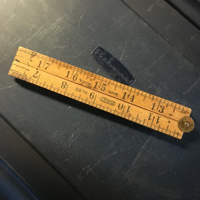 ANTIQUE STANLEY NO. 68 Folding Ruler Boxwood And Brass 24" Vintage Rule ...
