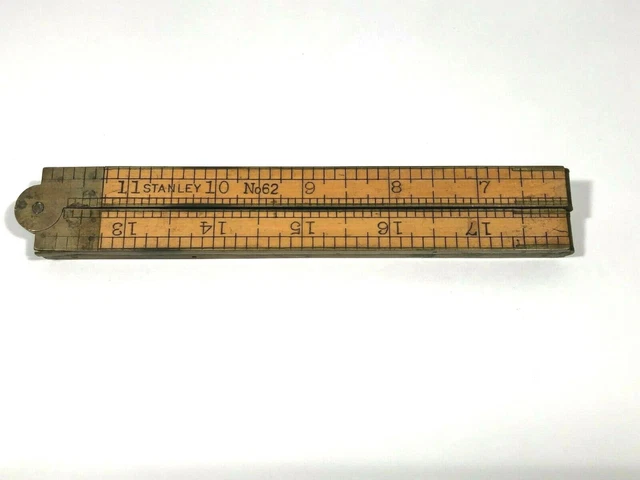 VINTAGE STANLEY RULE & LEVEL Co. No. 62 FOLDING RULER, BRASS & BOXWOOD ...