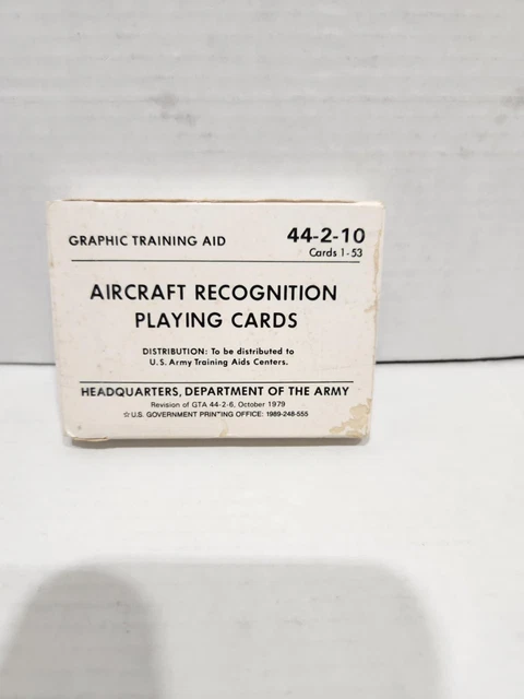 VINTAGE US ARMY Aircraft Recognition Playing Cards 44-2-10 October 1979 ...