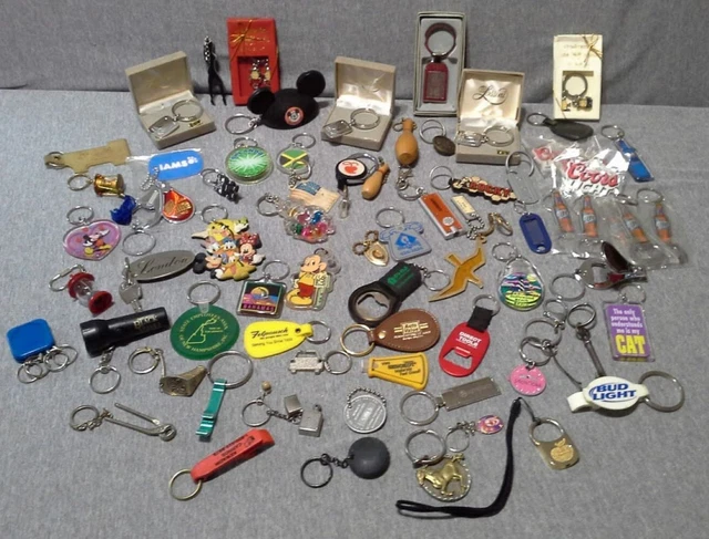 JUNK DRAWER LOT of 70+ Mostly Vintage Key Chains Rings Disney ...