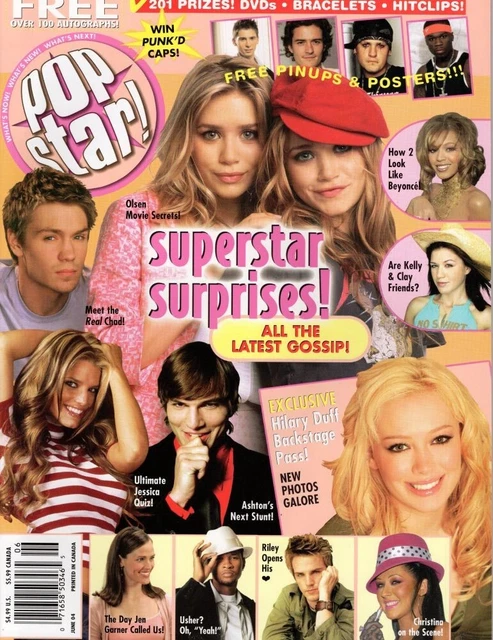 6/04 JUNE 2004 Pop Star magazine Mary Kate Ashley Olsen Ashton Kutcher ...