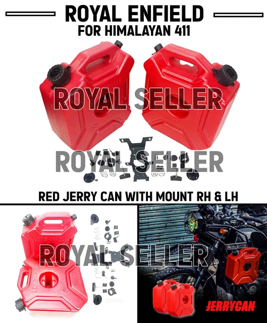 ROYAL ENFIELD HIMALAYAN 411 RED JERRY CAN WITH MOUNT RH & LH £92.25 ...