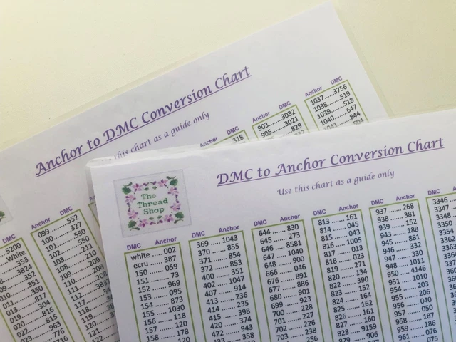 DMC/ANCHOR NUMBER CONVERSION CHART (Anchor to DMC + DMC to Anchor) £2. ...