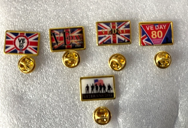 4, VE DAY 80th Anniversary Different Styles Pin Badges + 1, US Veterans ...