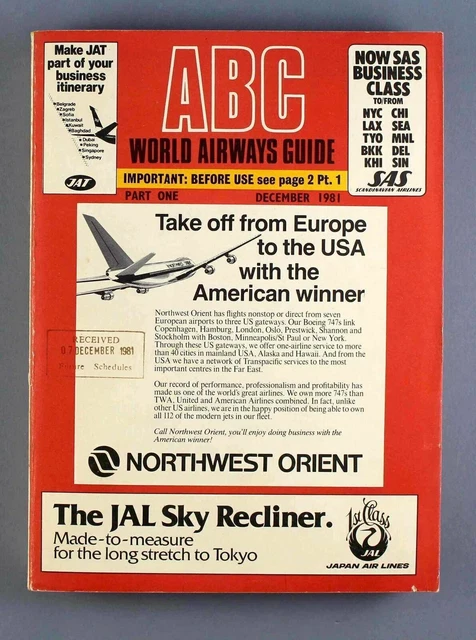 ABC WORLD AIRWAYS Guide December 1981 Airline Timetable Part 1 Red Book ...