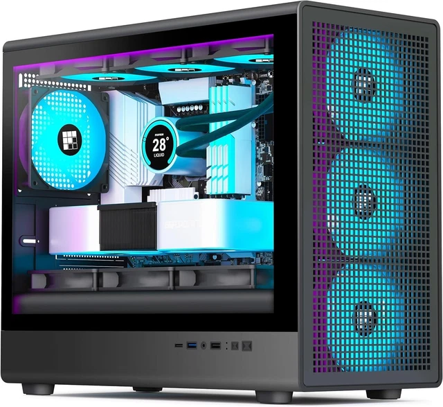 PC CASE - Pre-installed 3 ARGB PWM Fans, MicroATX Gaming PC Case, Top ...