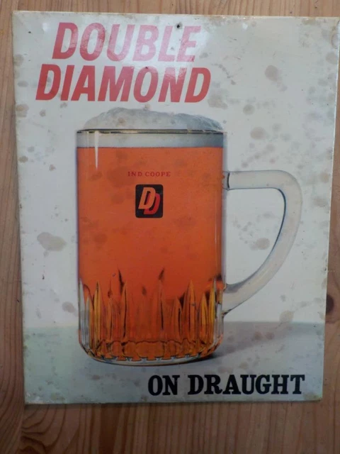 ORIGINAL VINTAGE DOUBLE Diamond On Draught Beer Advertising Pub Sign £ ...