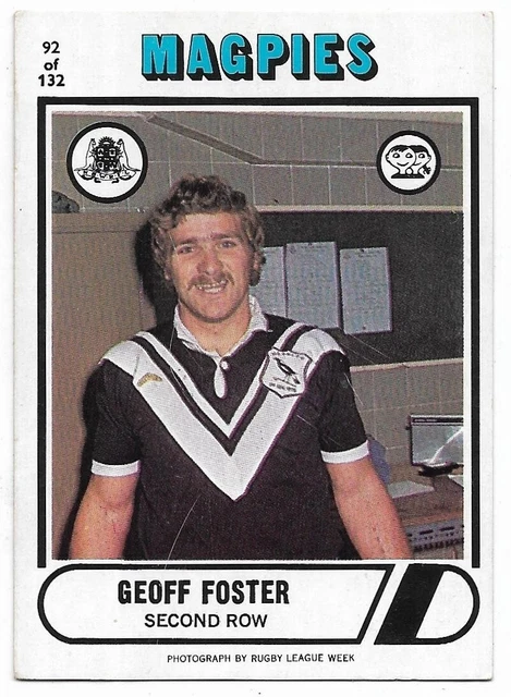 1976 NRL RUGBY League Scanlens (92) Geoff FOSTER Magpies EUR 6,11 ...