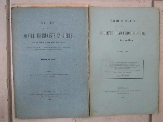DE PUYDT : Sur des haches préhistoriques de Belgique, 1898/1908. EUR 30 ...