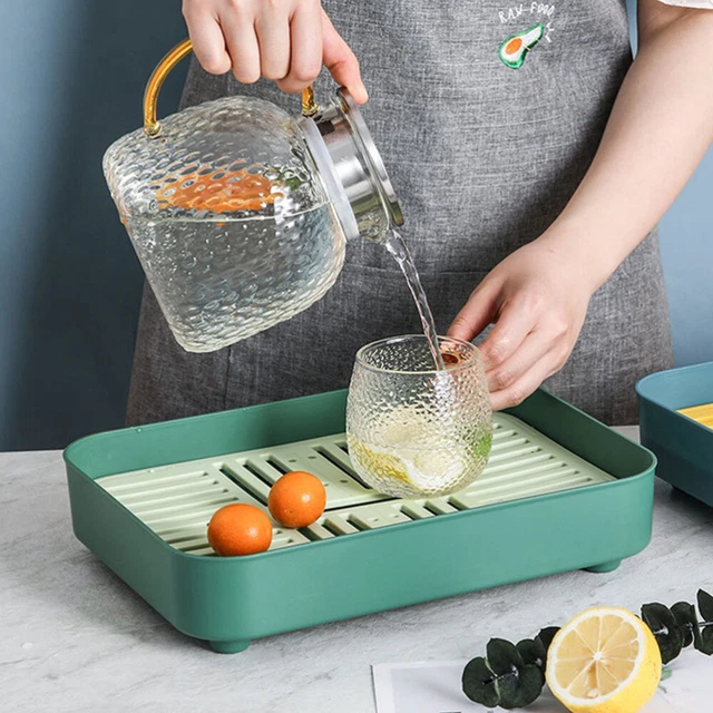 DOUBLE-DECK TEA TRAY Kitchen Draining Plate Dish Drainers Drainboard £ ...