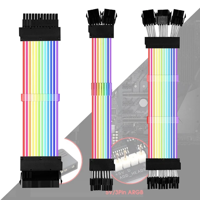 PSU PC CABLES GPU Cables Motherboard Extension RGB Cable RGB LED Strips ...