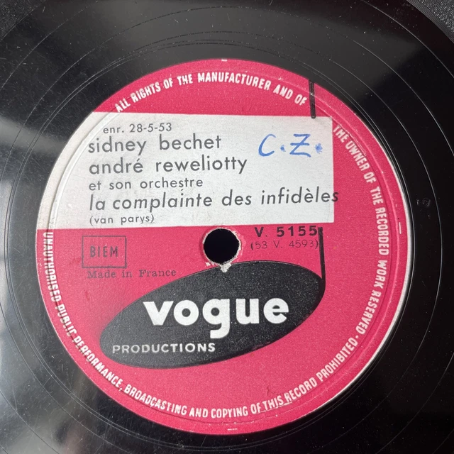 78 RPM SIDNEY BECHET & REWELIOTTY- La complainte des infidèles - VOGUE ...