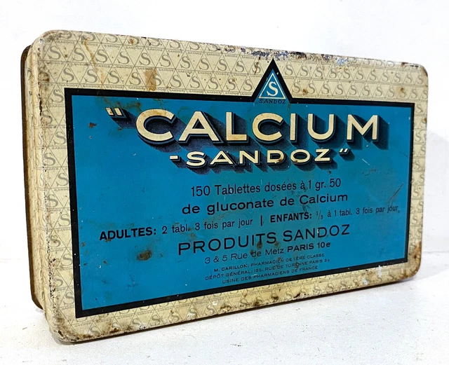 ANCIENNE BOÎTE DE Médicament CALCIUM Sandoz Pharmacie Vintage EUR 10,00 ...