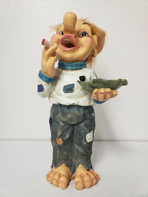 VINTAGE TROLL FIGURE Smoker Smoking Cigarette Holding Leaf Norway?? $85 ...