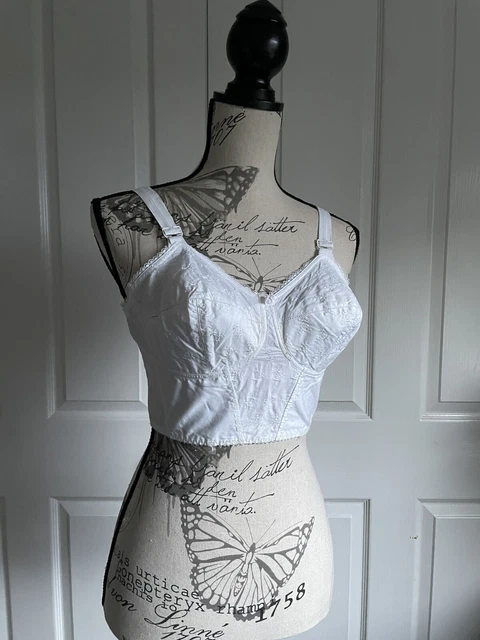 Vintage 1950s Lace Floral Embroidered Longline Bullet Bra Lingerie 38b Jenyns 30 00 Picclick Au