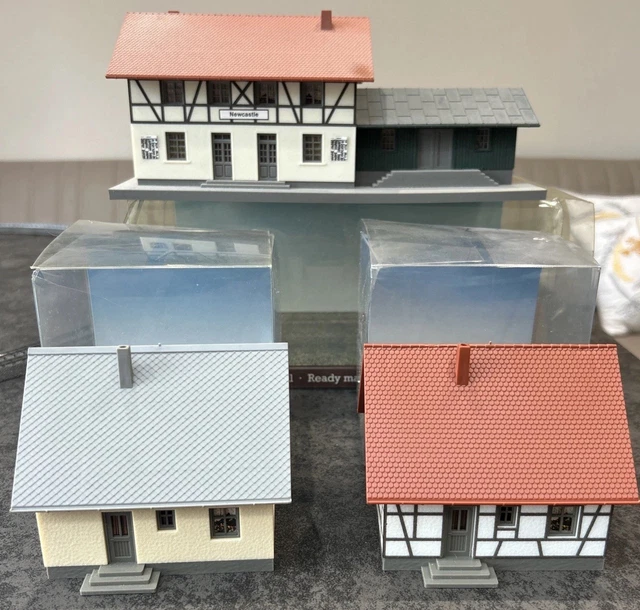 FALLER HO 3 x 1212 Station & 1205 & 1207 2 Houses Ready Made Buildings ...