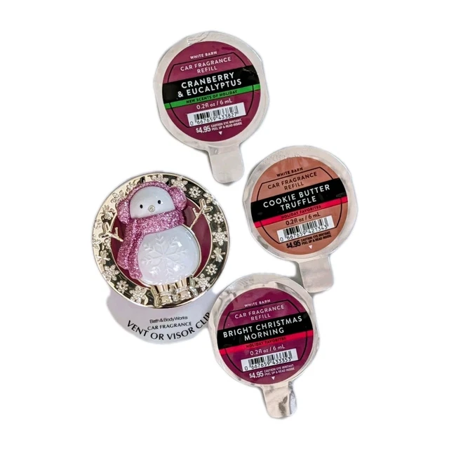 BATH & BODY Works Snowman Car Fragrance Visor Clip Holder Gift Set 3 ...