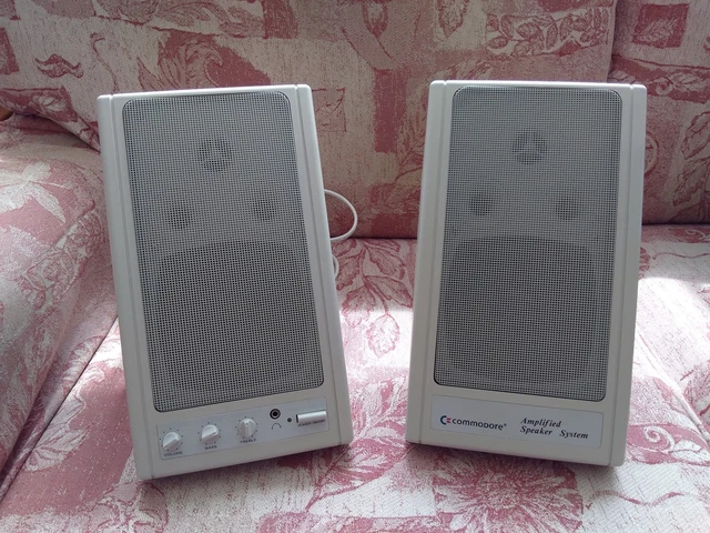 COMMODORE SP-120 2.0 computer powered speaker system. Ex cond. Vintage ...
