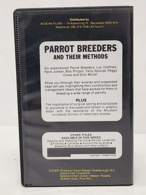 AVDEAN FILMS AVIARY Parrot Breeders and Their Methods Big Box VHS Video ...