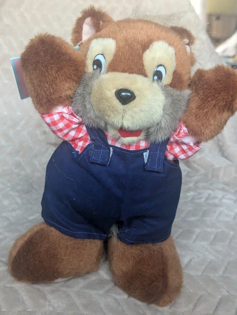 RARE VINTAGE PLAYMAKERS Charlie Chipmunk Dungarees Soft Toy Plush Play ...